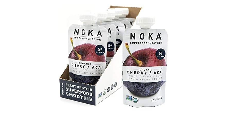 NOKA Superfood Smoothie Pouches (Cherry Acai) 6 Pack