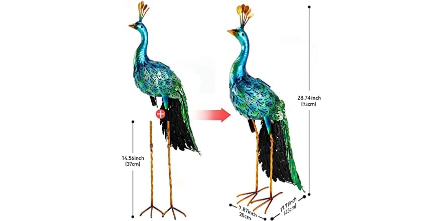 Outdoor Solar Peacock Statue