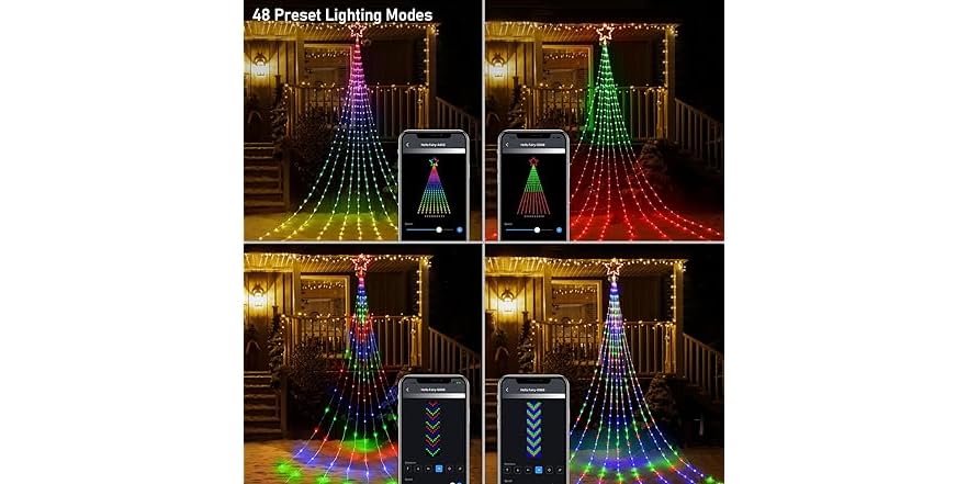 Outdoor Waterfall Christmas Tree Light, 344LED 11.8FT