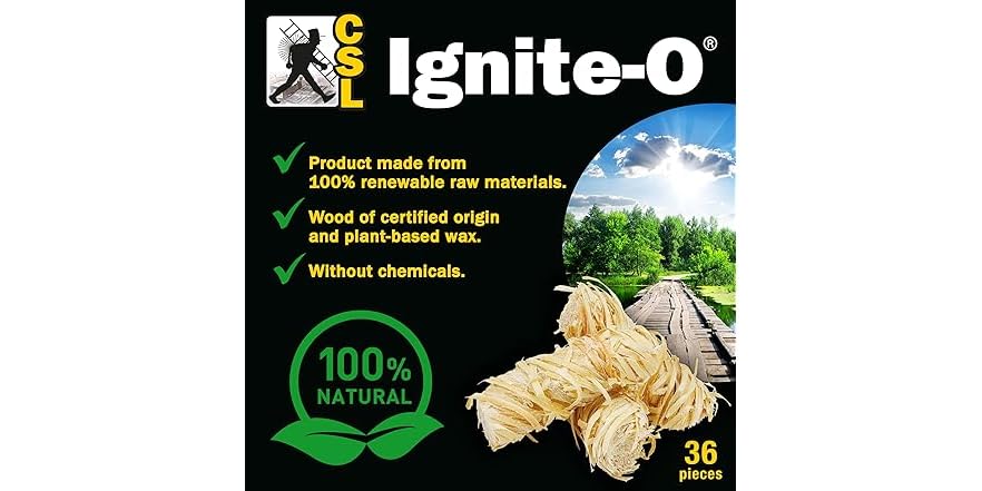 Ignite-O Fire Starter Natural Wood Rolls - 36 Pcs