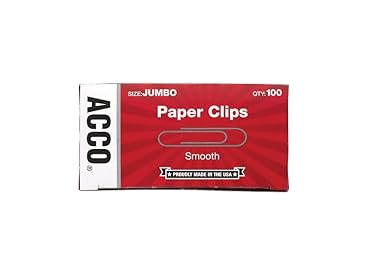 ACCO Paper Clips, Jumbo, 100 Clips/Box