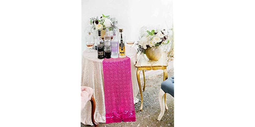 Hot Pink Sparkly Table Runner, 12" x 108"