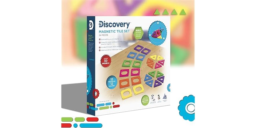 Discovery Kids 24pcs Magnetic Tile Building Blocks