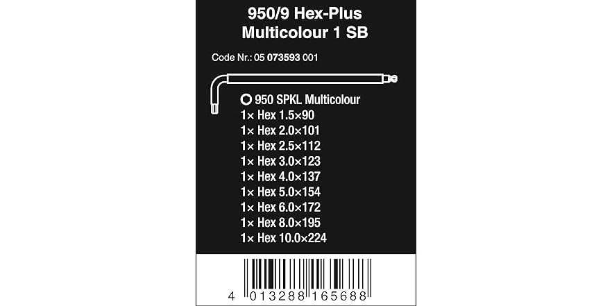 Wera Tools 5073593001 950/9 Hex-Plus Set Metric
