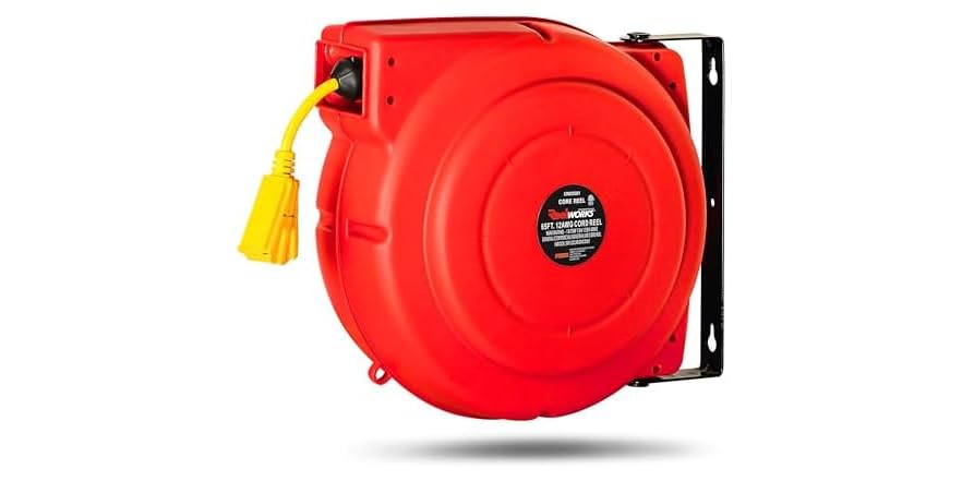 ReelWorks Extension Cord Reel Retractable 12AWG x 65'