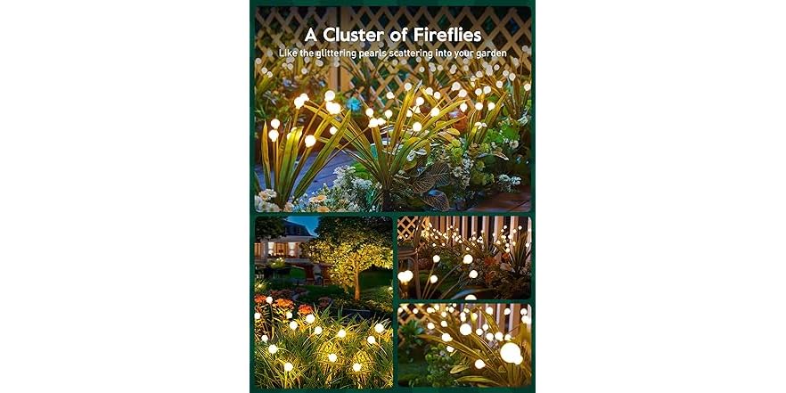 4-Pack 48 LED Solar Firefly Lights with Leaves