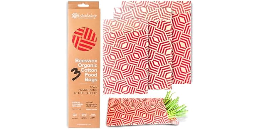 48 Pack Beeswax Organic Cotton Food Bags