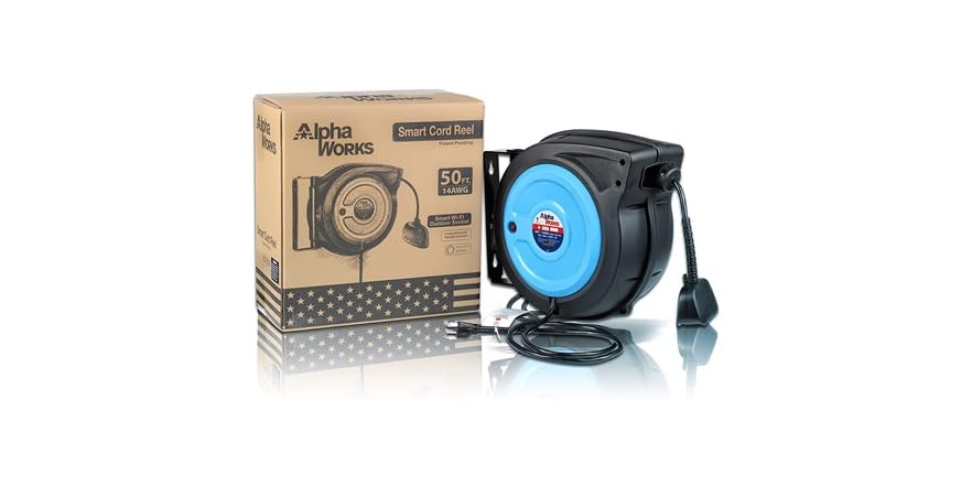 AlphaWorks 50' Alexa Smart Plug Extension Cord Reel