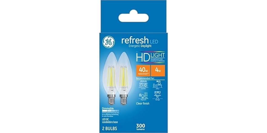 GE Lighting 31741 Refresh HD Decorative LED Light Bulbs