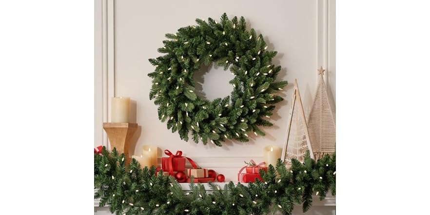 26" Green Color Flip Overlit Wreath