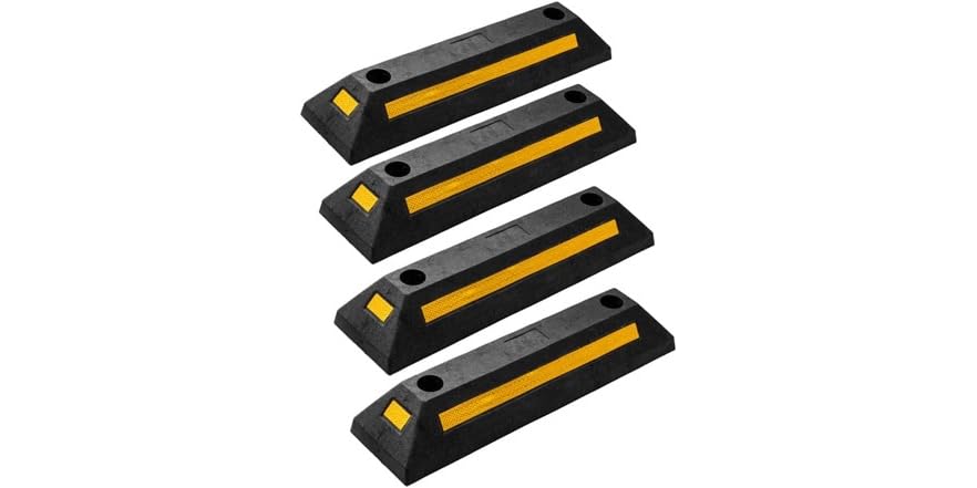 Heavy Duty 21" Rubber Parking Curb 4 Unit Pack