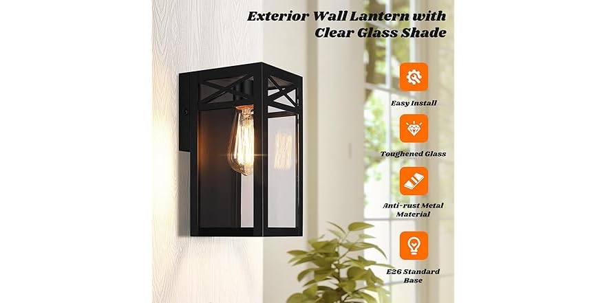 VerRon 2Pk 9.6" Outdoor Wall Light Fixture