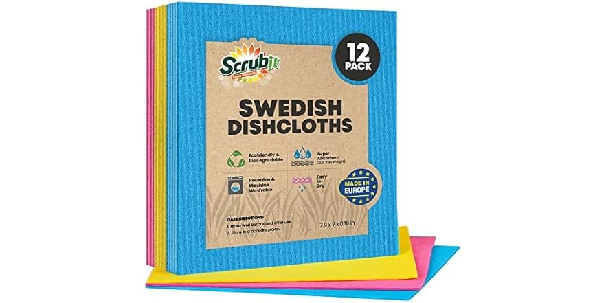 (12 Count) SCRUBIT Swedish Dish Cloths