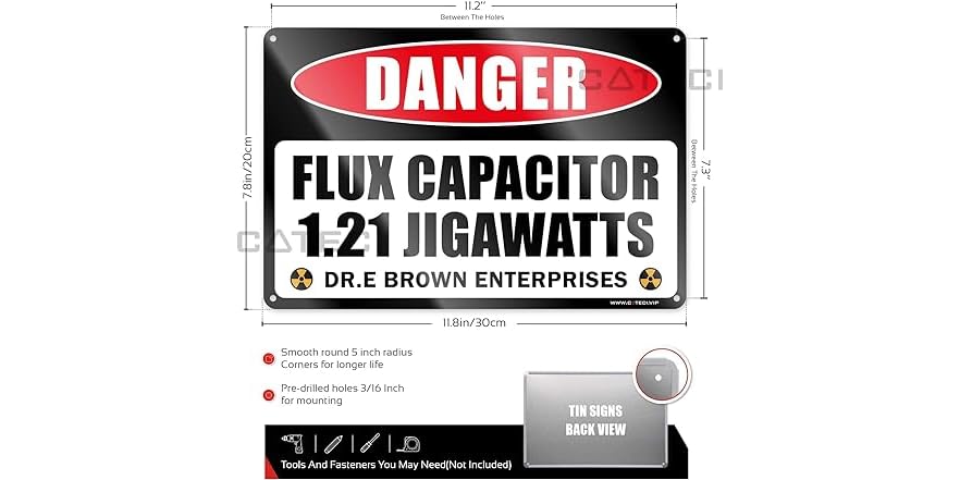 CakJuice Flux Capacitor 1.21 Jigawatt Tin Sign