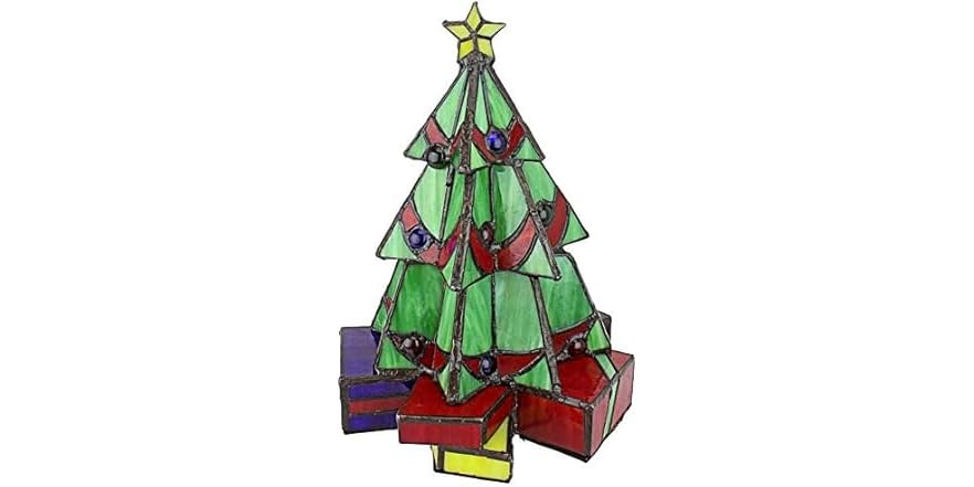 Design Toscano Christmas Tree Stained Glass Lamp