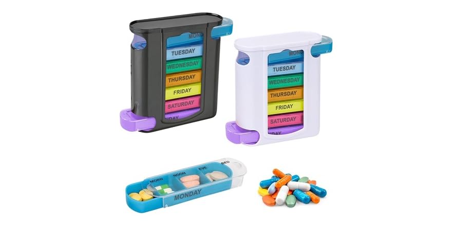 2Pk TheraRx 4x A Day Stackable Pill Organizer
