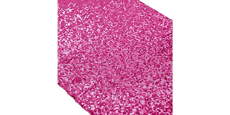 Hot Pink Sparkly Table Runner, 12" x 108"