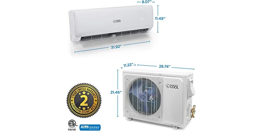 Commercial Cool 12K BTU Ductless Mini Split Air Conditioner w/ Heat