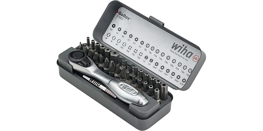 Wiha 74958 32pc GoBox Security Bit Set & Ratchet