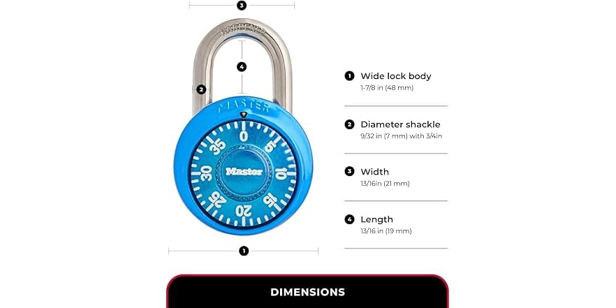 Master Lock Locker Lock, Combination Lock Blue