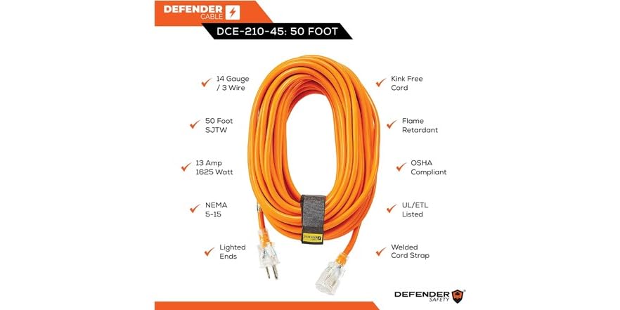 Defender Cable DCE-210-25 14/3 Gauge Cords