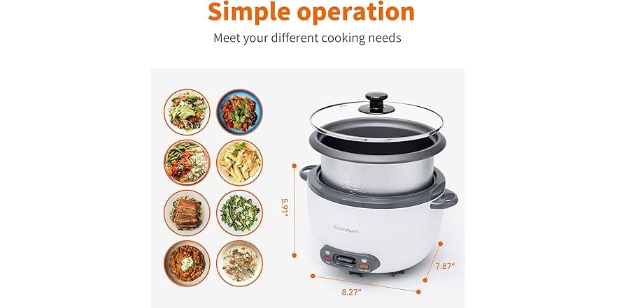 Eamoment Small Rice Cooker, 3 Cups