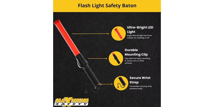 MAXIMUM SAFETY 16in Orange/Blk Safety Light Baton