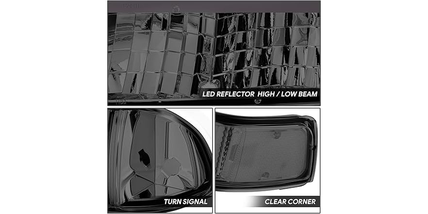Pair of Headlights Smoked Lens/Clear