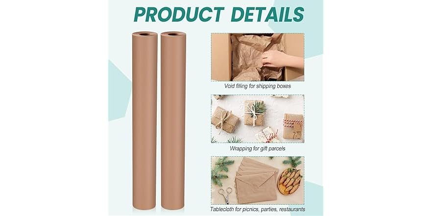 2 Pack Kraft Paper Wide Jumbo Roll