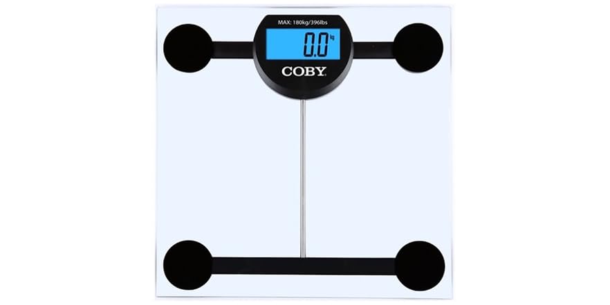 Clear Digital Glass Bathroom Scale With Bright Blue LCD Display