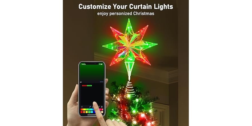 Aoycocr 15.5" Holographic Smart Star Tree Topper