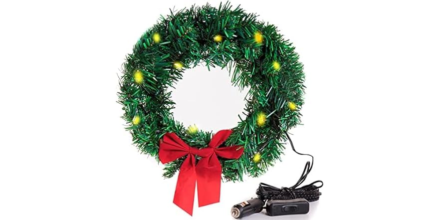 Zone Tech GA0091 Car Wreath Decoration w/Lights