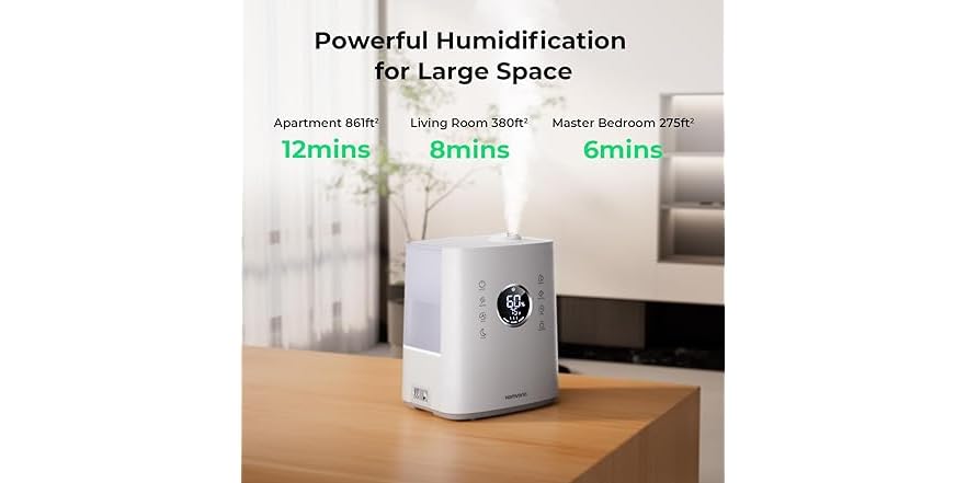 Homvana Humidifiers for Bedroom Large Room, 6.5L Top-Fill Warm & Cool ...