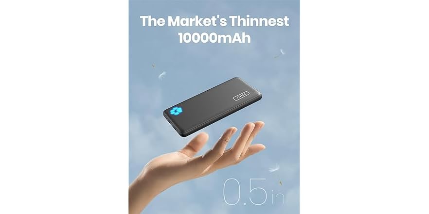 (2 PACK) INIU 10000mAh 5V/3A Portable Slim Powerbank, USB-C In&Out