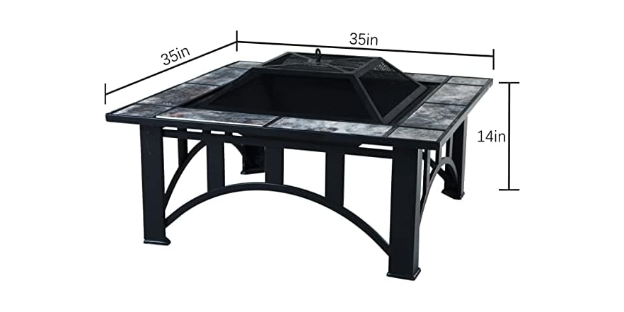 Grand Patio 35'' Wood Burning Square Fire Pit