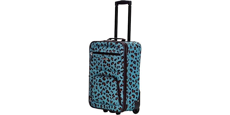 Rockland Jungle Softside Upright Blue Leopard, 4-Piece Set