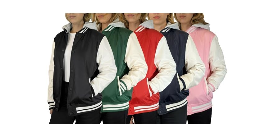 Womens Oversized Heavyweight Hooded Varsity Jacket