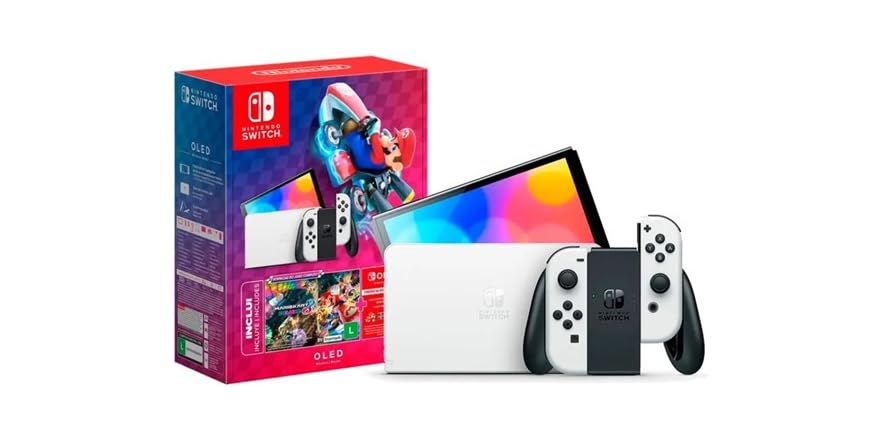 (NEW) Nintendo Switch OLED - Mario Kart 8 Deluxe Bundle (International ...