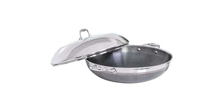HexClad 14 Inch Hybrid Stainless Steel Wok Pan with Stay-Coo (Open Box)