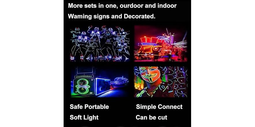 5 Pack Neon Light Wire