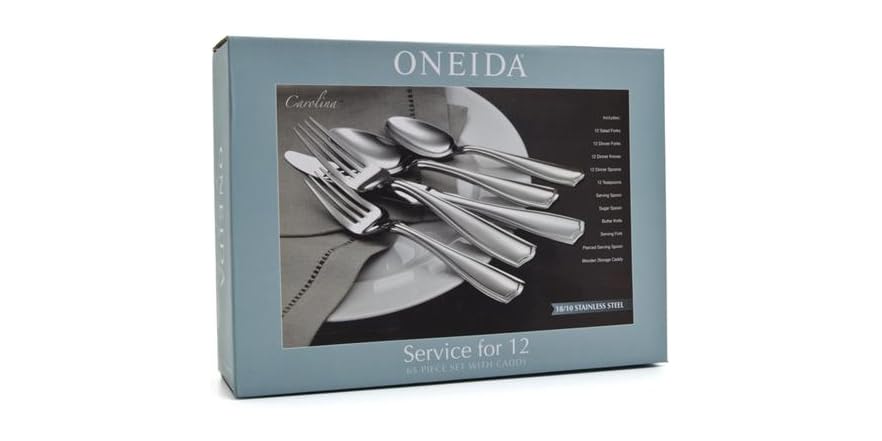 Oneida 65 Piece Carolina Flatware Set with Storage Tray
