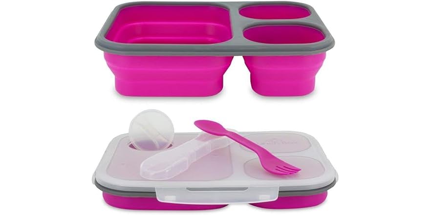 3-Compartment Collapsible Lunch Box - 2Pk