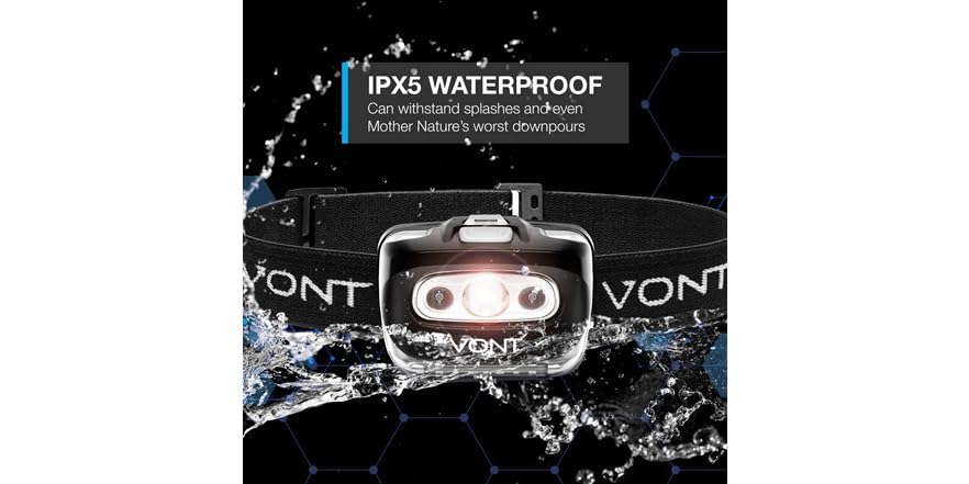 Vont Spark LED Headlamp Flashlight 4Pack