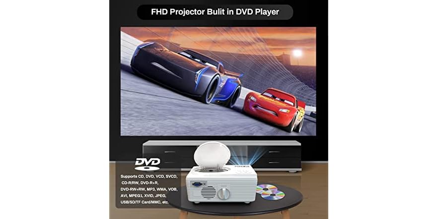 MINLOVE 1080P Portable DVD Projector (Open Box)