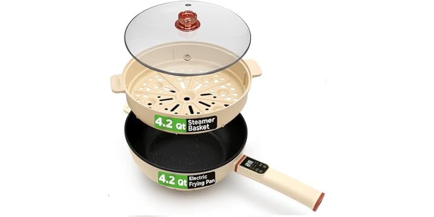 NutriChef 2 In 1 Electric Frying Pan & Steamer