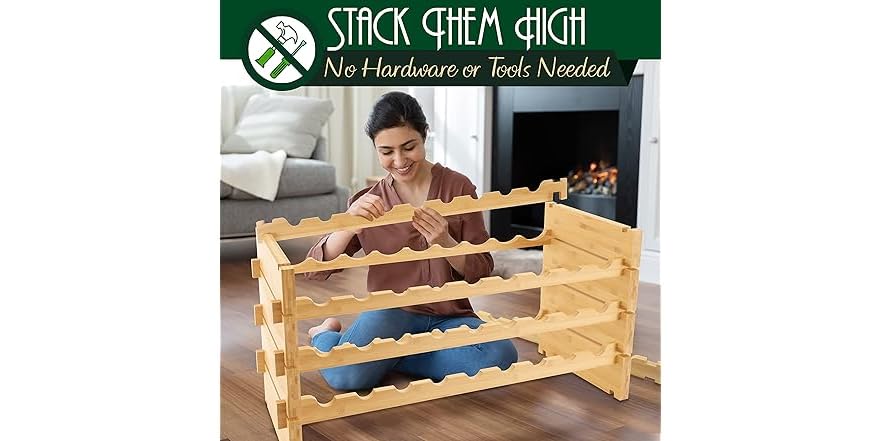 SereneLife 36 Bottle Stackable Wine Rack