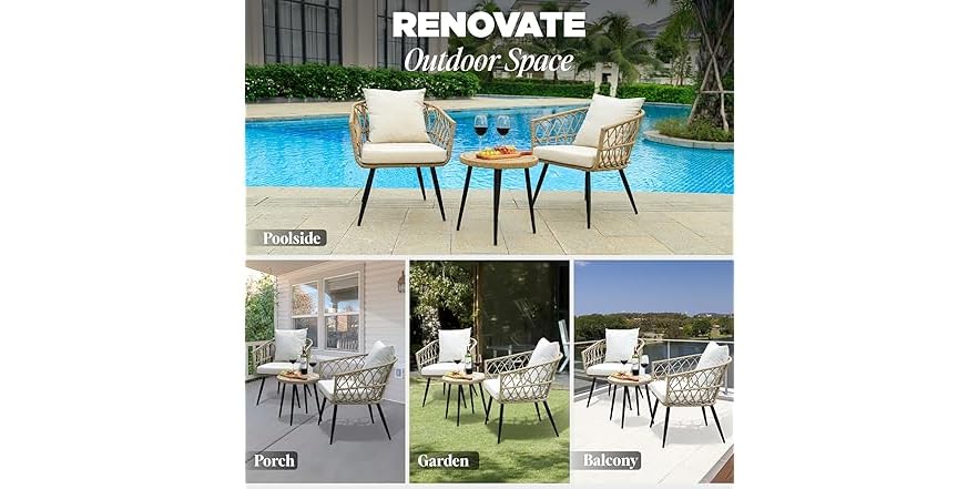 IDZO Wicker Bistro Set 2pc 500lb