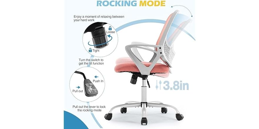 Ergonomic Pink Mesh Office Chair