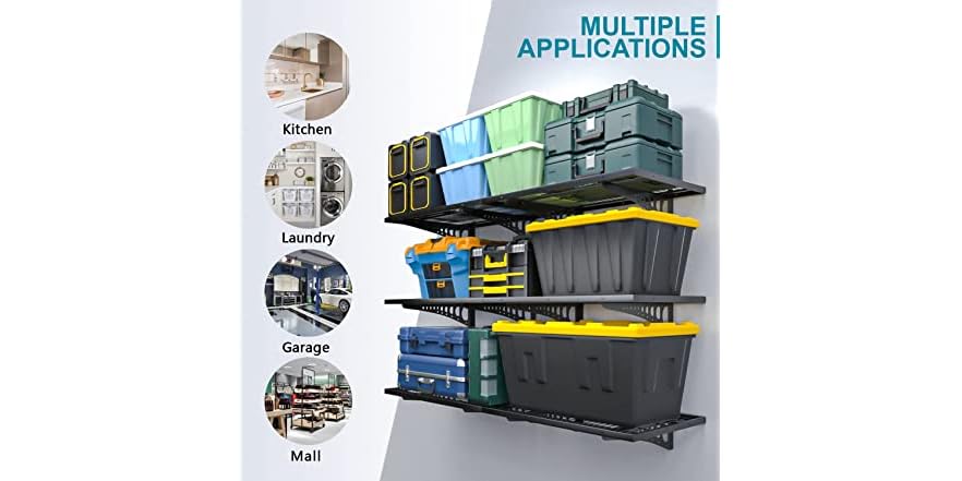 Dtrik Garage Shelving Wall Mounted, 4 Pack 2x3ft