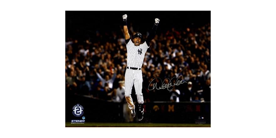 Derek Jeter Signed Celebration after Walk Off 16x20 Photo